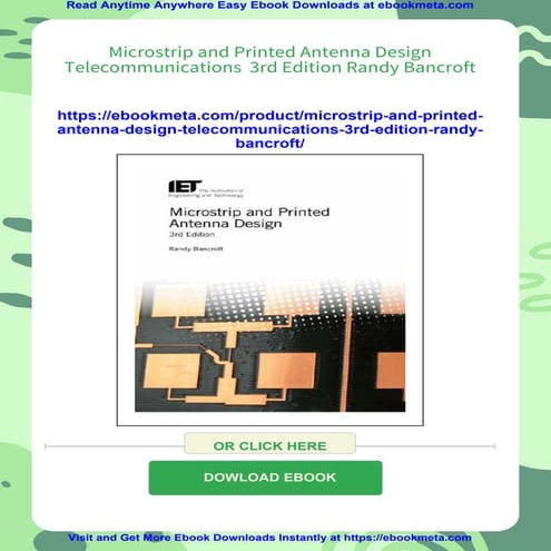 Microstrip and Printed Antenna Design Telecommunications 3rd Edition Randy Bancroft | PDF