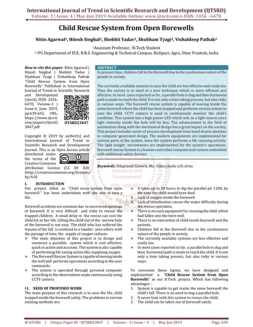 Autonomous borewell rescue system | PDF