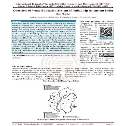 Overview of Vedic Education System of Nabadwip in Ancient India | PDF