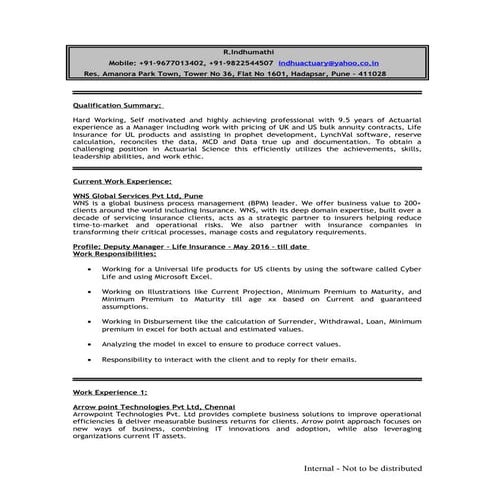 Indhu resume | DOC