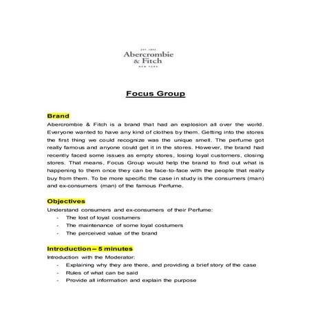 Focus Group (1) | DOCX | Perfume and Fragrance | Beauty