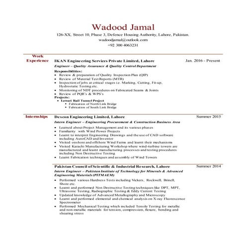 CV Wadood Jamal | PDF