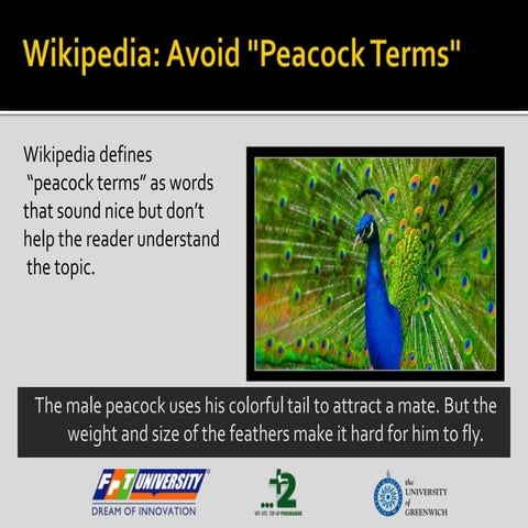 13) avoid peacock terms | PPTX