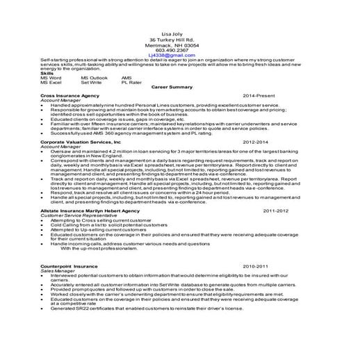 Lisa Joly resume | DOCX