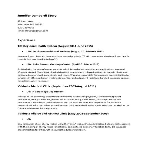 Jennifer Story Resume | PDF