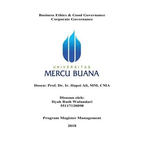 13,be&gg,dyah ruth wulandari,hapzi ali,etika & bisnis,corporate governance, universitas mercu ...