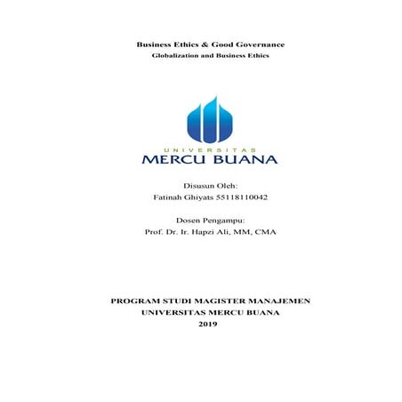 13 be & gg fatinah ghiyats hapzi ali globalization and business ethics universitas mercu buana ...