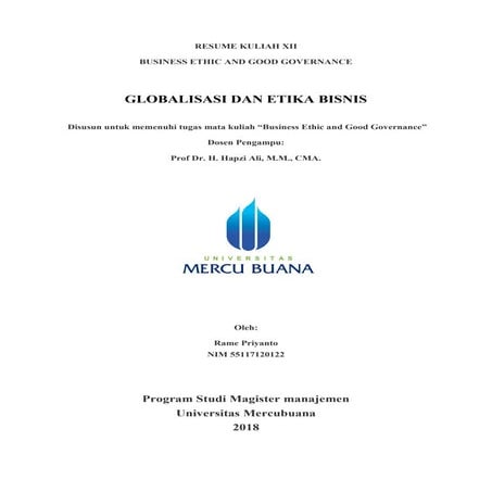 13, be & gg, rame priyanto, hapzi ali, globalisasi dan etika bisnis, universitas mercu buana ...