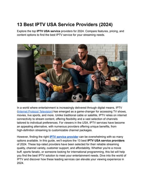 Top IPTV Service Providers in the USA for 2024: Freegotv and TereaTV | PPTX