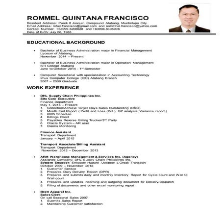 Rommel Francisco Resume | DOCX
