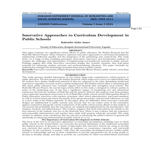 Innovative Approaches to Curriculum Development in Public Schools (www ...