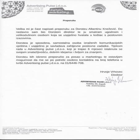 preporuka Advertising pulse j.d.o.o | PDF