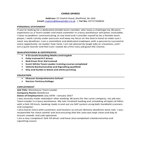 CHRIS SPIRES CV | DOCX