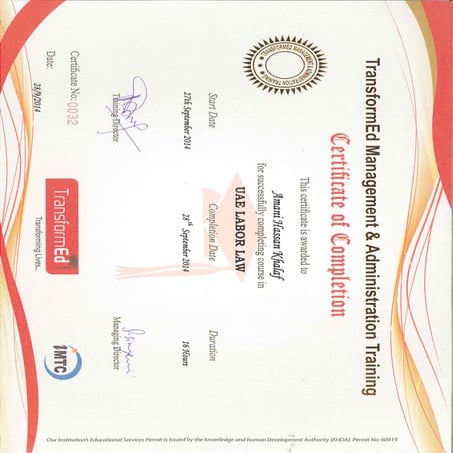 UAE Labour Law Training Certificate | PDF