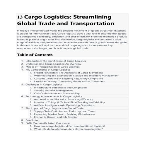 13 Cargo Logistics.docx