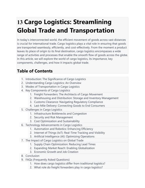 The Ultimate Guide to Modern Logistics Key Components, Challenges, and ...