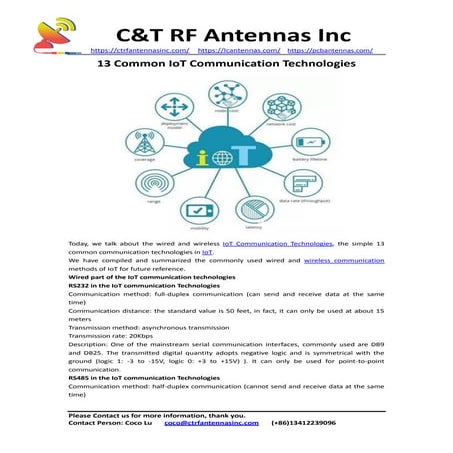 13 Common IoT Communication Technologies | PDF