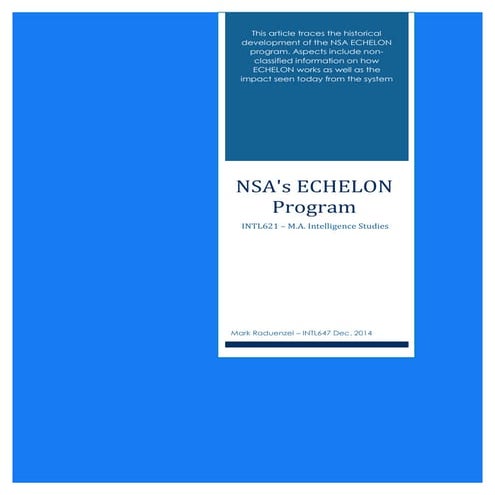 NSA'S ECHELON Program | PDF | Internet | Computing