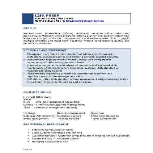 Lisa Freer - Resume | PDF