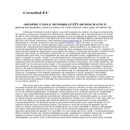 DESPRE UNELE SENSIBILITĂȚI DEMOCRATICE (13)-Corneliu Leu | DOCX