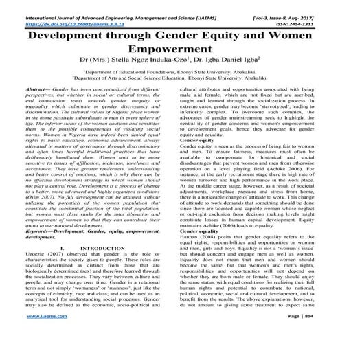Gender equality and women empowerment in nigeria | PDF