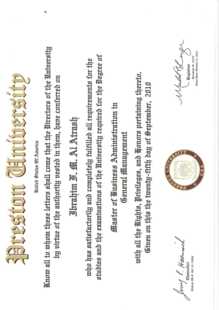 MBA Certificate