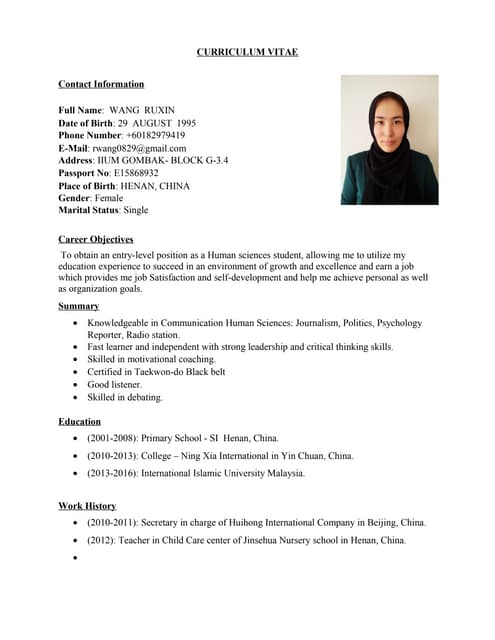 Thamar houliston cv october 2018 | PDF