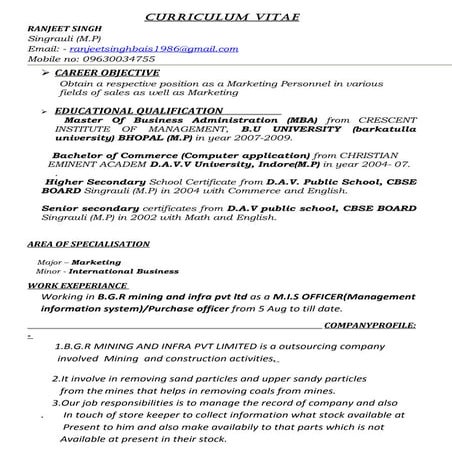 RANJEET RESUME | DOC