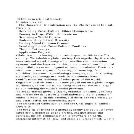 13 Ethics in a Global SocietyChapter Preview· The Dangers of G.docx
