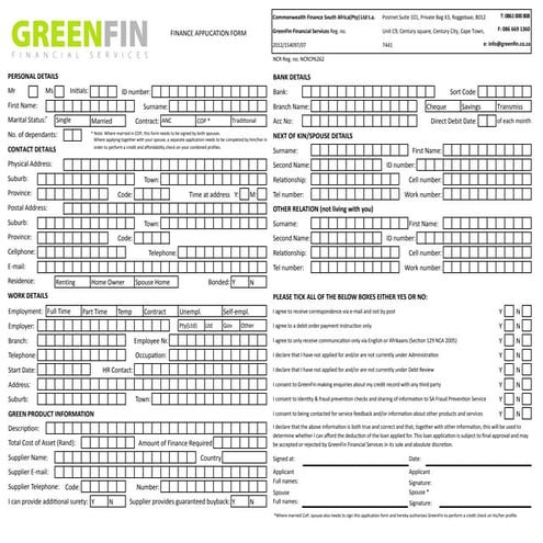 GreenFin Application Forms | PDF | Personal Taxes | Personal Finance