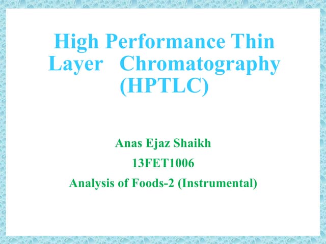 Hptlc presentation ppt | PPTX