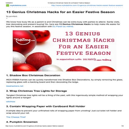 13 genius Christmas Hacks for an easier festive season | PDF