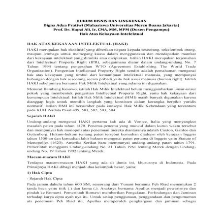 13, hbl, digna adya, hapzi ali, hak atas kekayaan intelektual, universitas mercu buana, 2019 | PDF