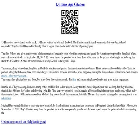 13 Hours Apa Citation | PPT