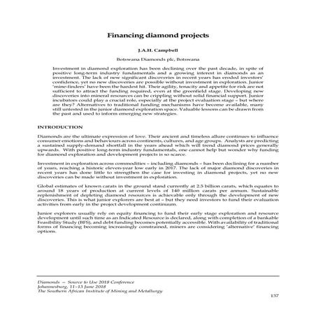Financing diamond projects | PDF