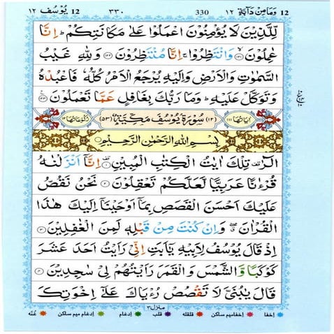 Quran with Tajwid Surah 12 ﴾القرآن سورۃ يوسف﴿ Yusuf 🙪 PDF | PDF