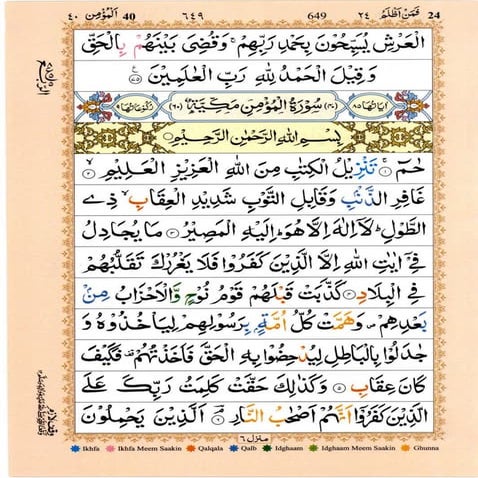 Quran with Tajwid Surah 40 ﴾القرآن سورۃ غافر﴿ Ghafir 🙪 PDF | PDF
