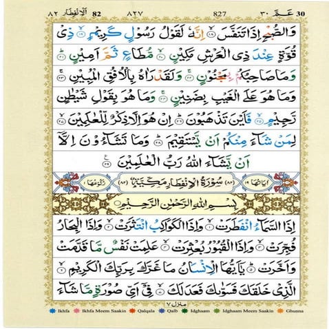 Quran with Tajwid Surah 82 ﴾القرآن سورۃ الإنفطار﴿ Al-Infitar 🙪 PDF | PDF