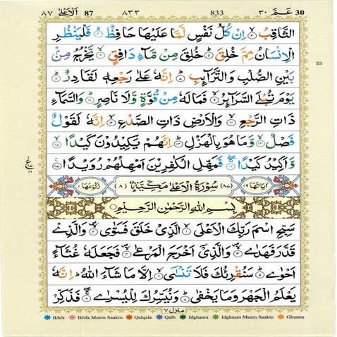 Quran with Tajwid Surah 87 ﴾القرآن سورۃ الأعلى﴿ Al-A'la 🙪 PDF | PDF