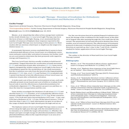 Low level light therapy direction of irradiation for orthodontic | PDF