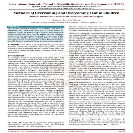 Methods of Overcoming and Overcoming Fear in Children | PDF