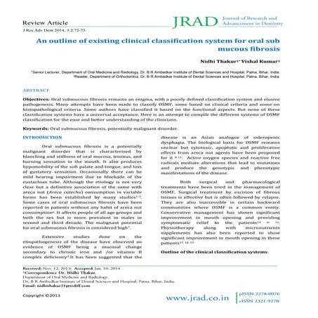 Osmf Classification Review Article Pdf