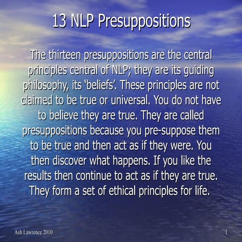 13 nlp presuppositions | PPT