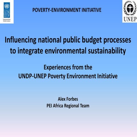 Influencing national public budget processes to integrate environmental ...