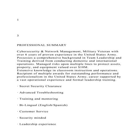 13PROFESSIONAL SUMMARYCybersecurity & Network .docx