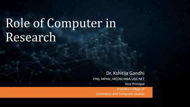 Role of computers in research | PDF