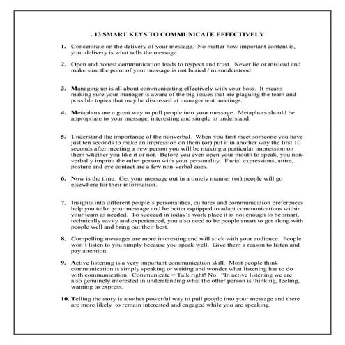 13 smart keys to communicate effectively | PDF