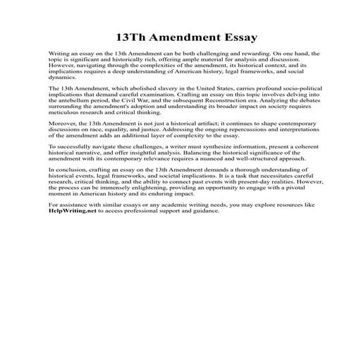 13Th Amendment Essay | PDF