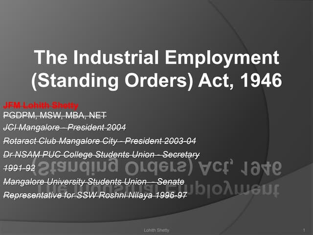 Standing orders act, 1946 | PPT