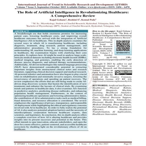 The Role of Artificial Intelligence in Revolutionizing Healthcare A ...